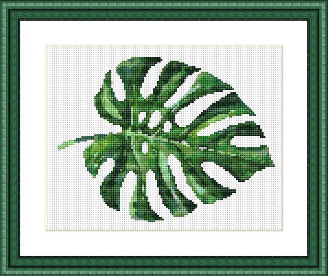 Monstera Cross Stitch Pattern, Modern Cross Stitch, Nerdy Cross Stitc ...
