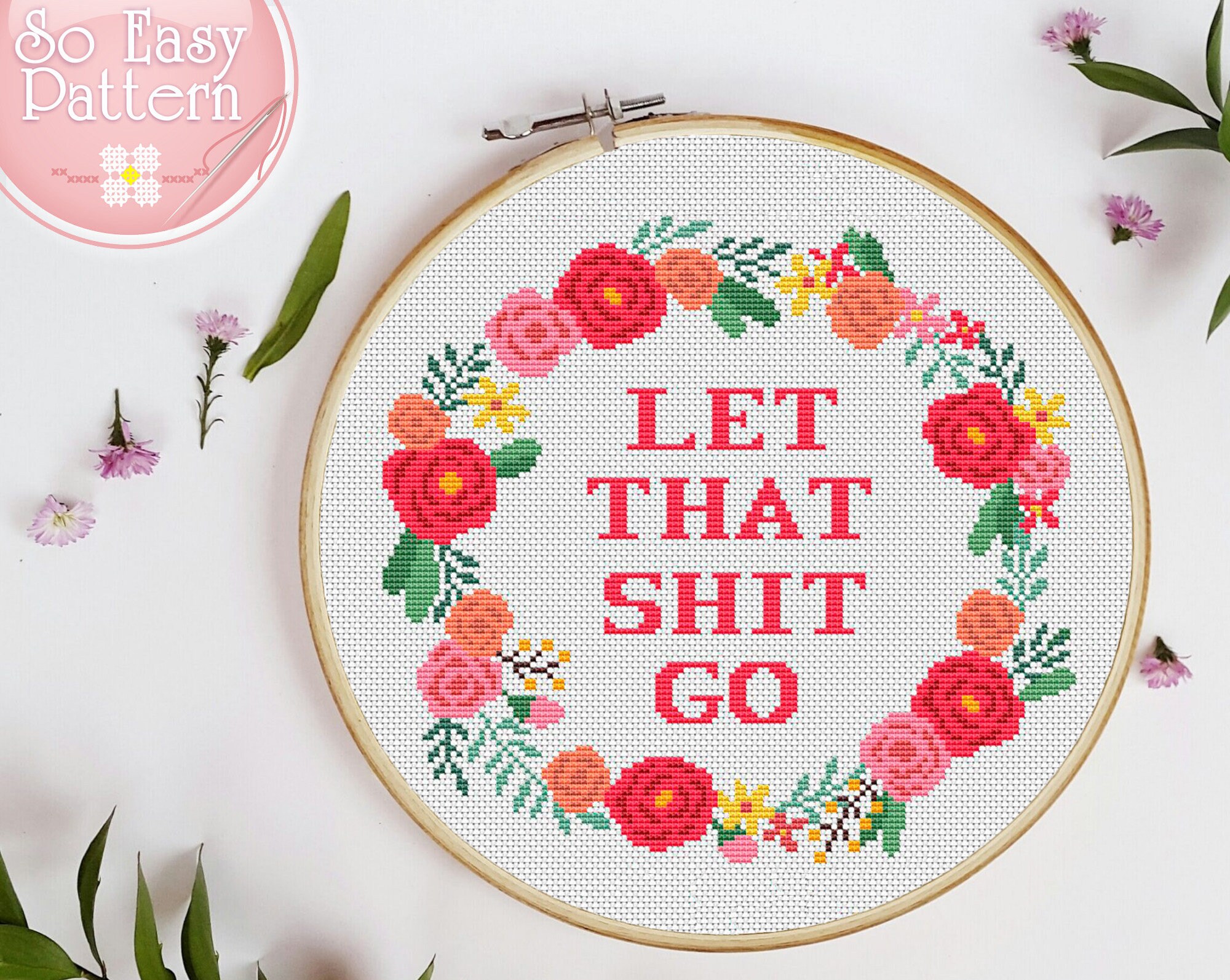 Let That Shit Go Cross Stitch Pattern PDF Funny Cross Stitch - Etsy