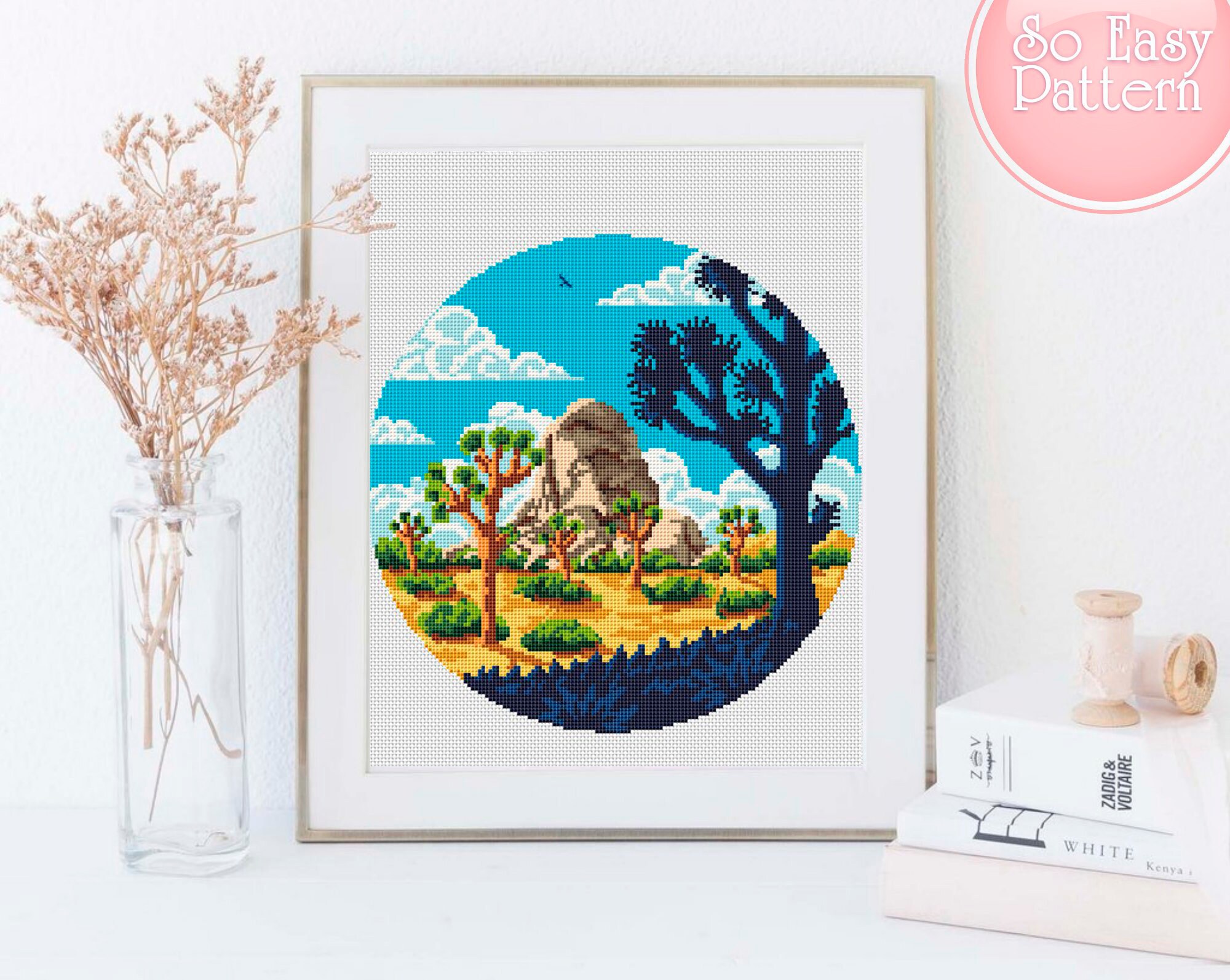 Joshua Tree National Park Cross Stitch Modern Cross Stitch - Etsy