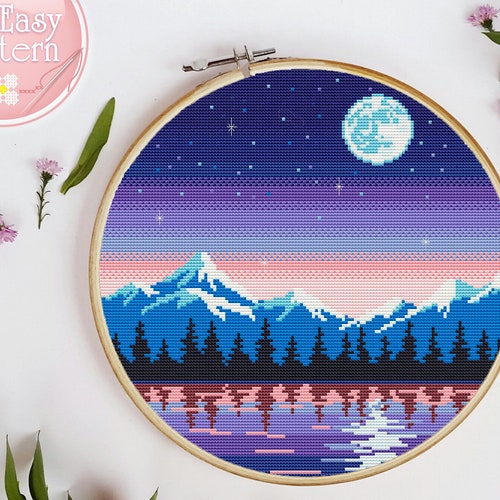 Nature Cross Stitch PDF Pattern Landscape Modern Cross Stitch - Etsy