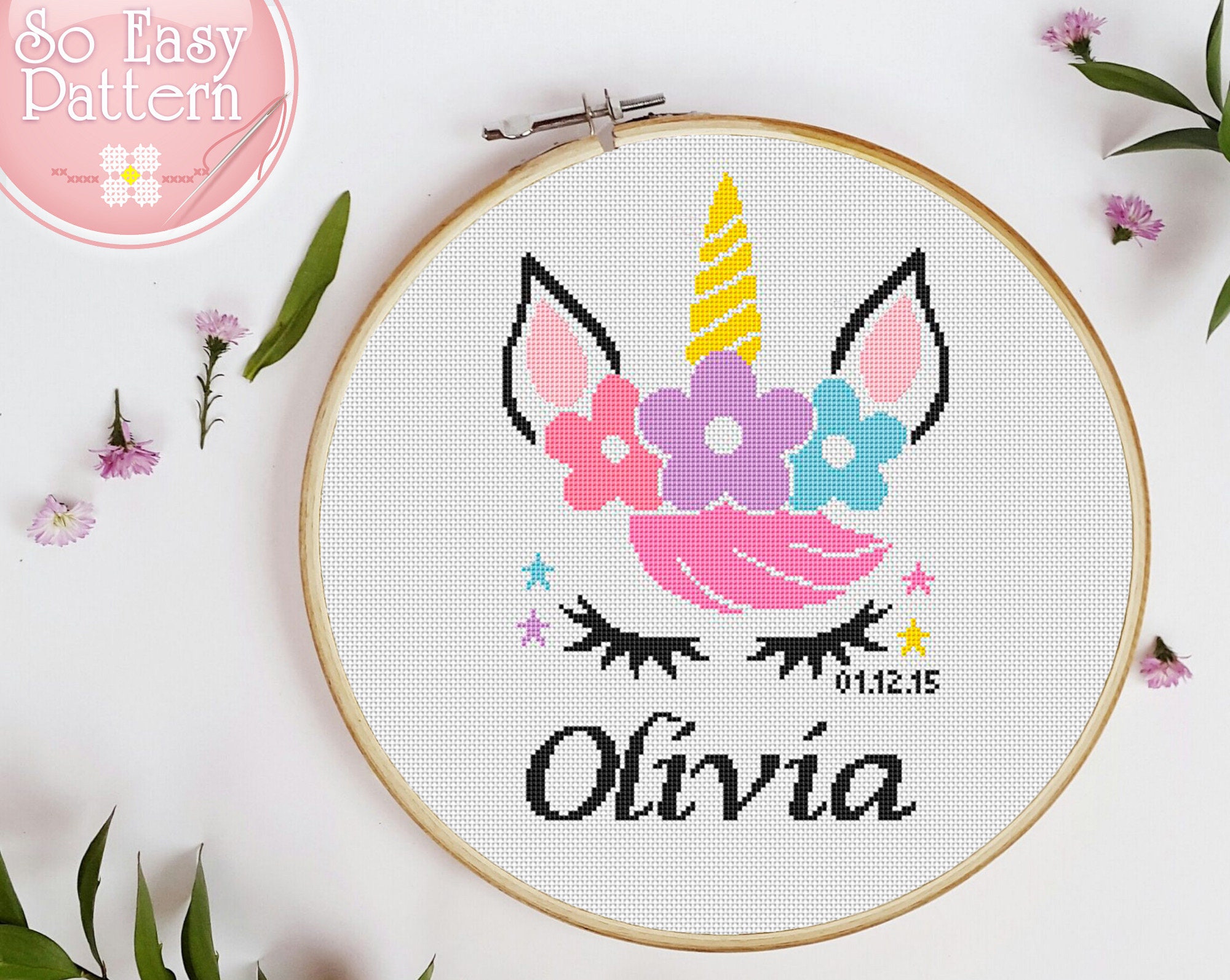 Unicorn Cross Stitch Pattern Unicorn Face Xstitch Chart - Etsy