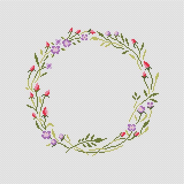Floral Wreath Cross Stitch Pattern PDF Flower Cross Stitch - Etsy