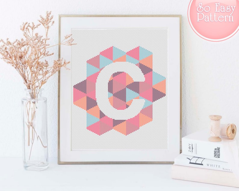 Cross Stitch Letters C Monogram Cross Stitch Geometric Cross - Etsy