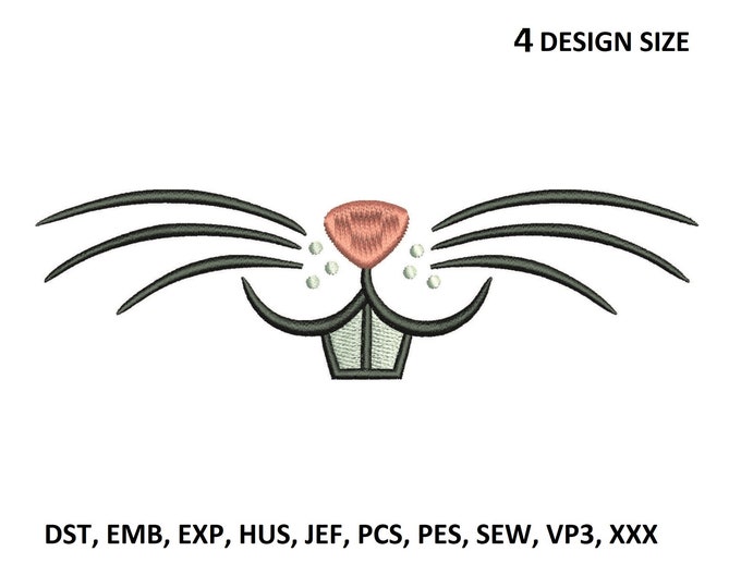 Face Mask Embroidery Design Bunny Nose Embroidery Design - Etsy