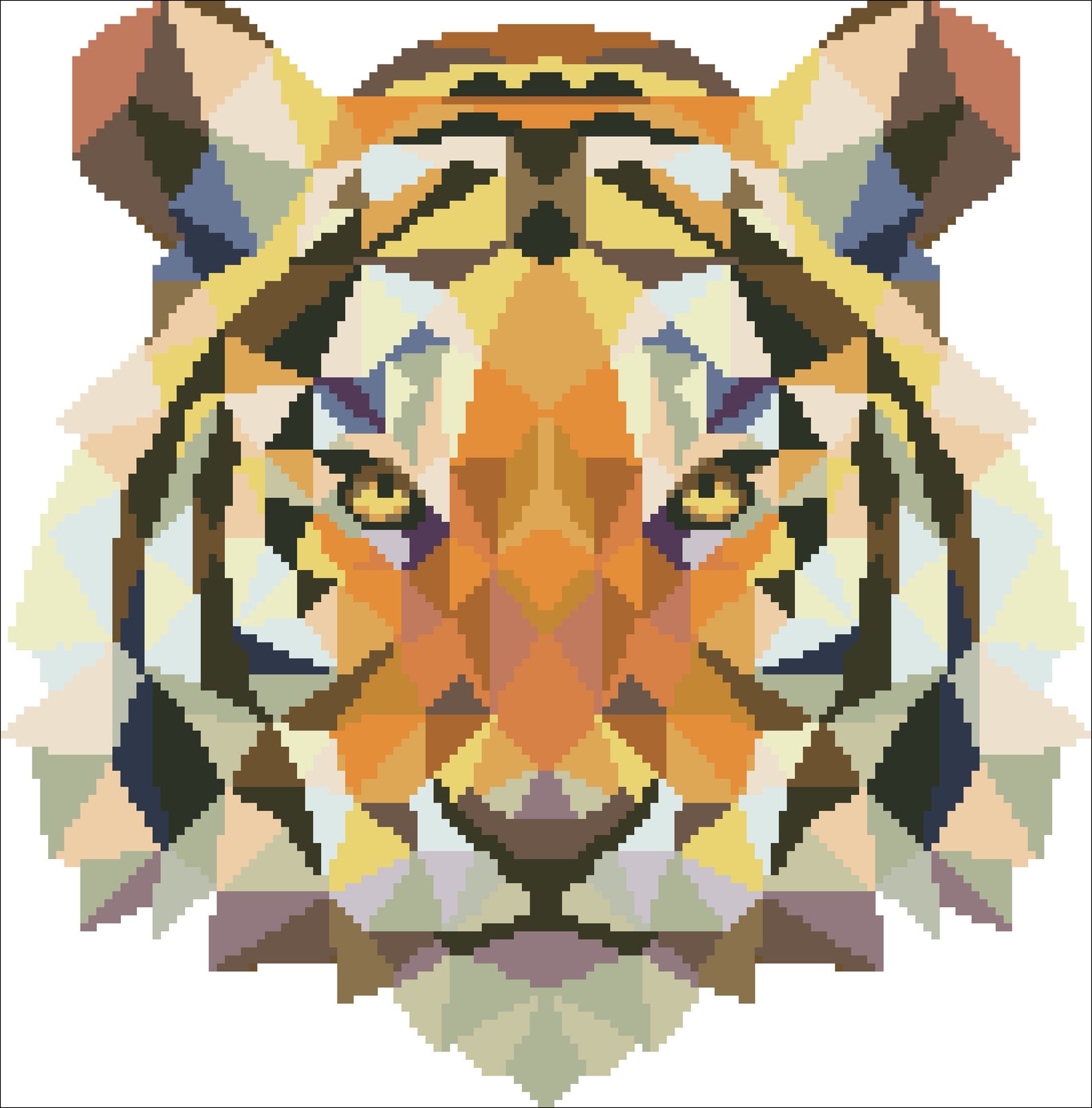 Tiger Cross Stitch Pattern, Modern Cross Stitch Pattern PDF, Geometric ...