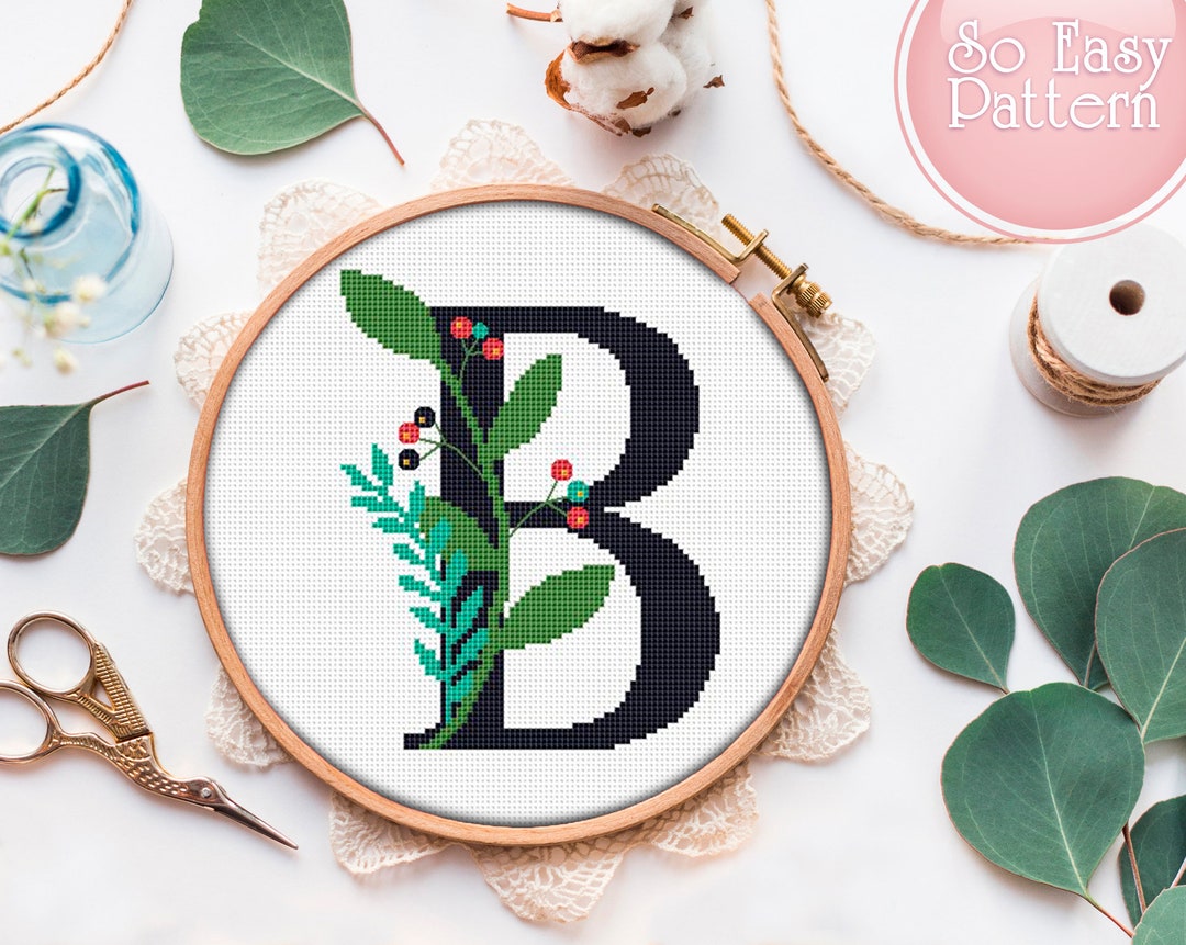 Cross Stitch Letters "b", Monogram Cross Stitching, Modern Xstitch PDF ...