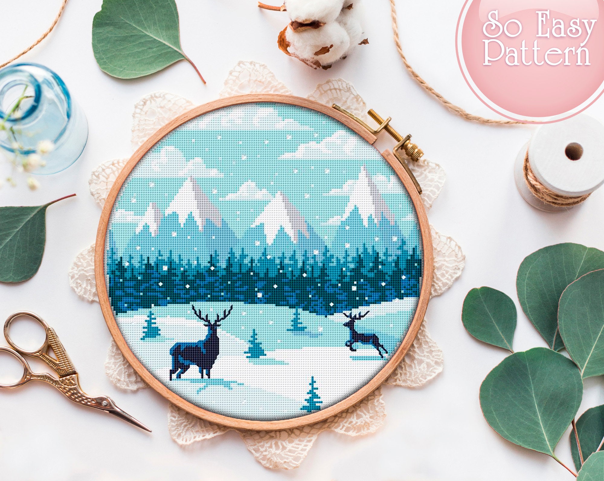 Winter Landscape Cross Stitch Pattern PDF Holiday Cross Stitch - Etsy