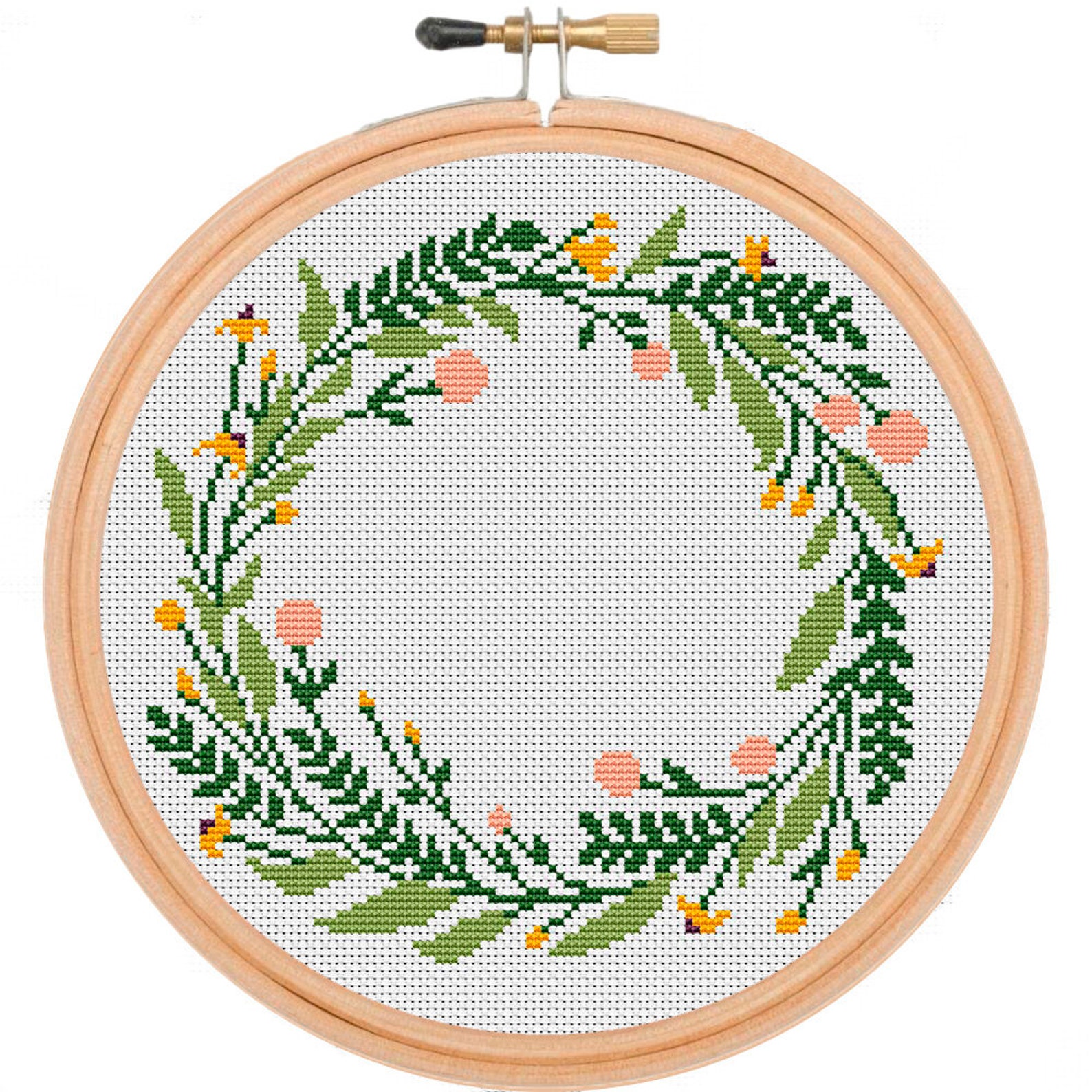 Floral Wreath cross stitch pattern PDF Flower cross stitch | Etsy
