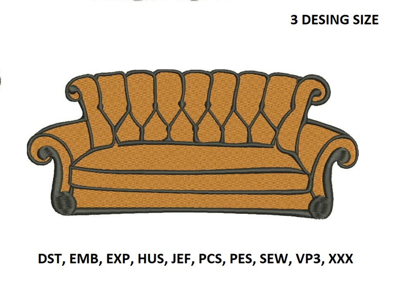 Orange Couch Mashine Embroidery Machine Embroidery Pattern - Etsy