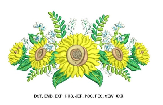 with sunflower flower embroidery pattern jef -478 exp Woman embroidery ...
