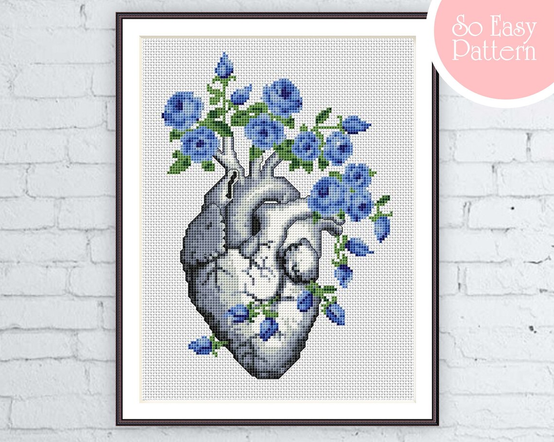 Cross Stitch Pattern PDF Anatomical Heart Counted Cross | Etsy