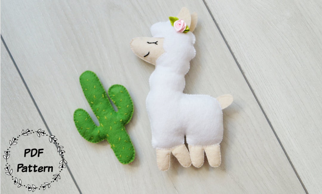 Lama Felt Pattern Baby Mobile Pattern Llama Decor Cactus Ornament Llama ...