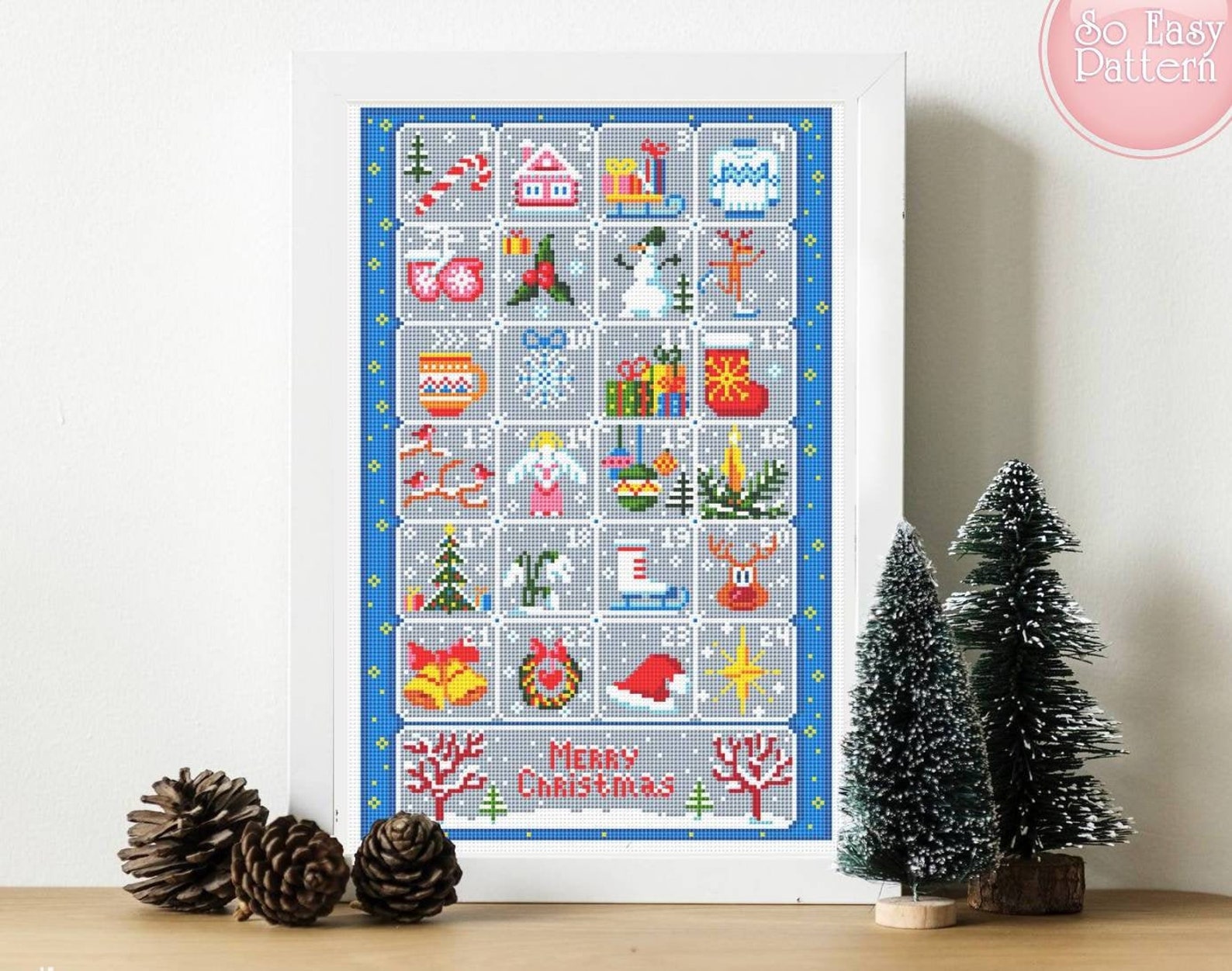 Advent Calendar Cross Stitch, Holiday Cross Stitch, Christmas Sampler ...
