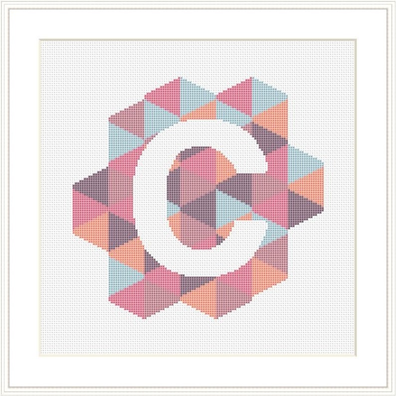 Cross Stitch Letters C Monogram Cross Stitch Geometric Cross - Etsy