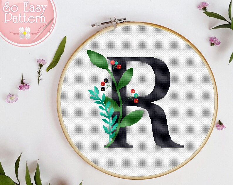 Cross Stitch Letters r Monogram Cross Stitching - Etsy