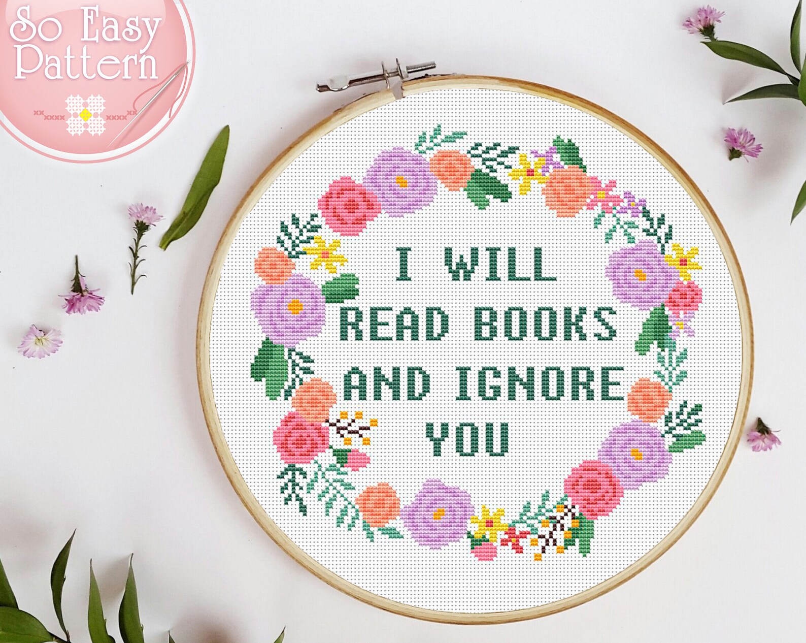 Quote Cross Stitch PDF Pattern I Will Read Books and Ignore - Etsy