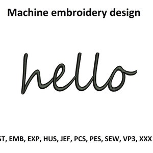 Hello Machine Embroidery Design Hello Embroidery File Modern Embroidery ...