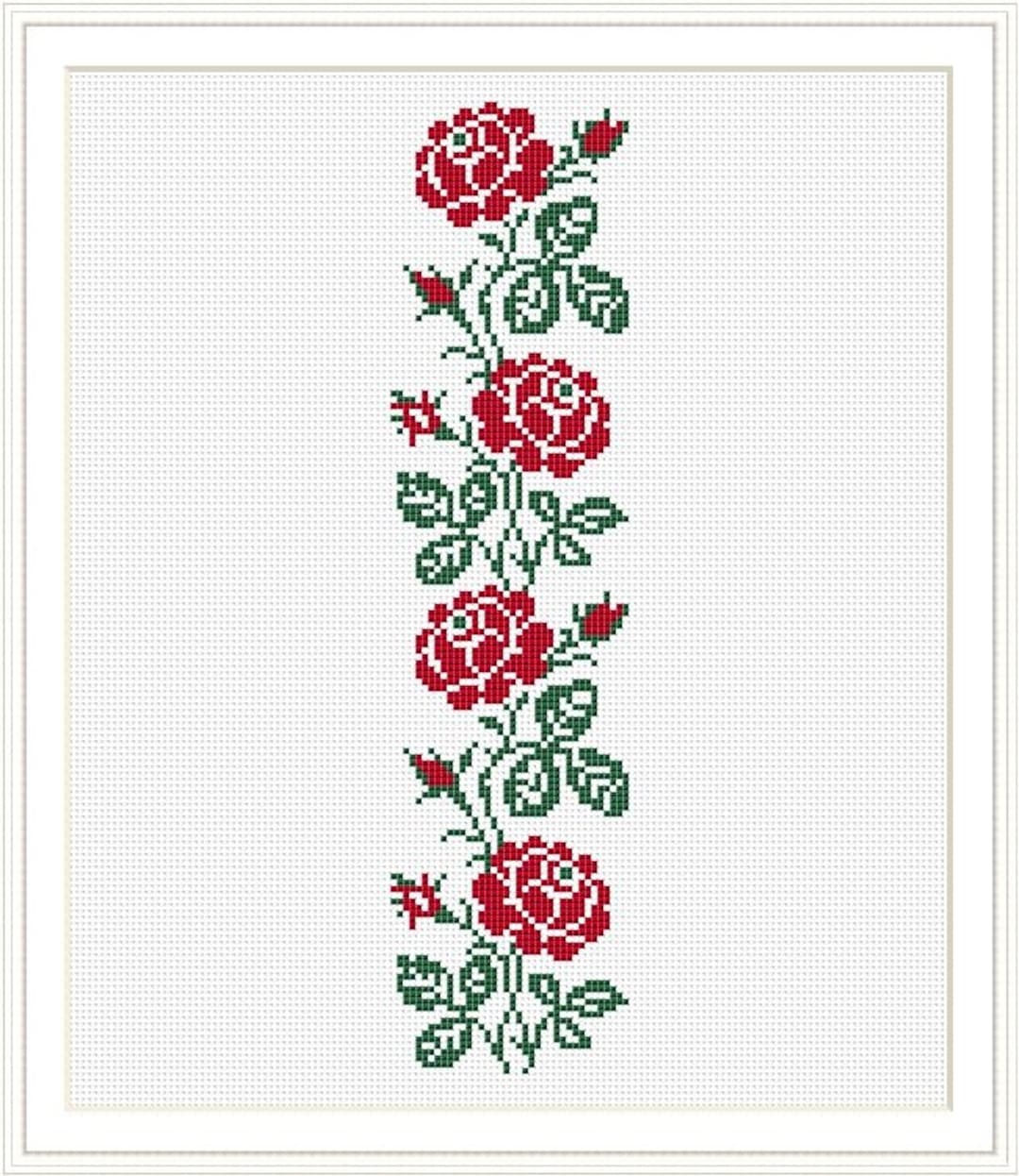 Rose Border Cross Stitch Pattern PDF Cross Stitch Floral - Etsy