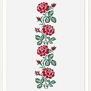 Rose Border Cross Stitch Pattern PDF, Cross Stitch Floral Border ...