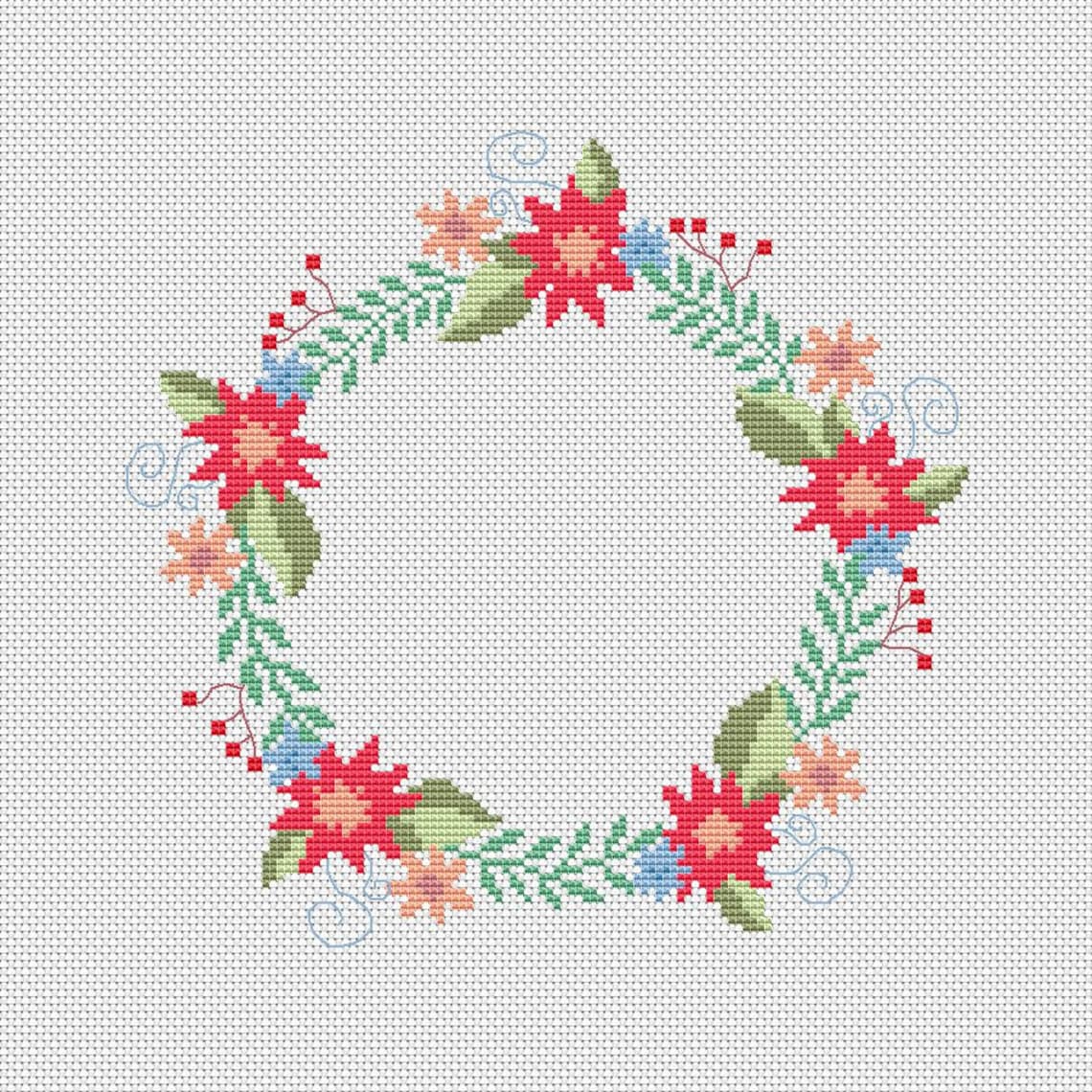 Floral Wreath Cross Stitch Pattern Flower Cross Stitch Cross | Etsy