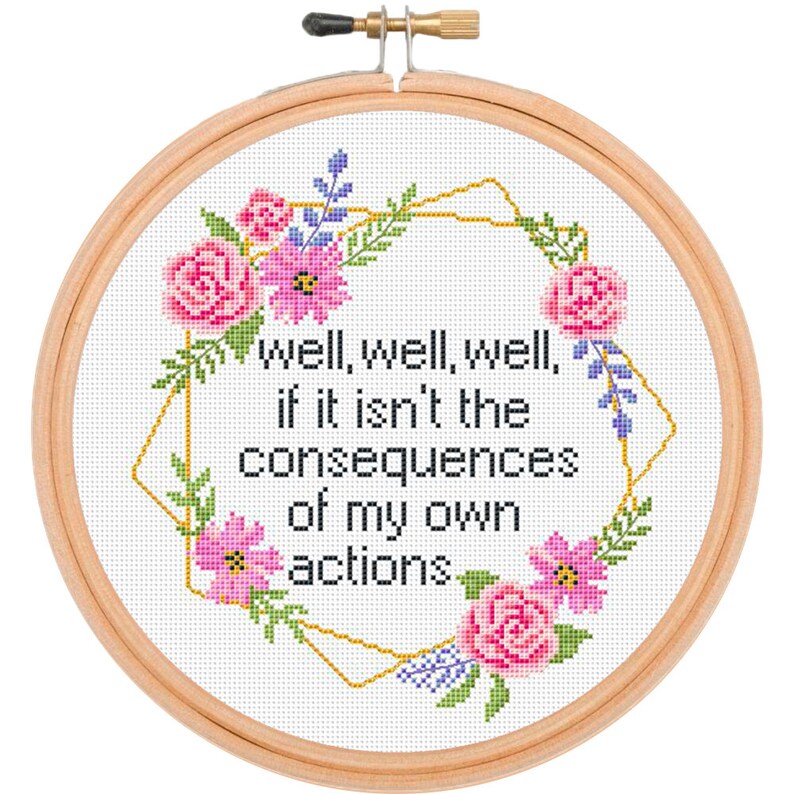 Quote Cross Stitch Pdf Pattern With Funny Text Well Well Well - Etsy