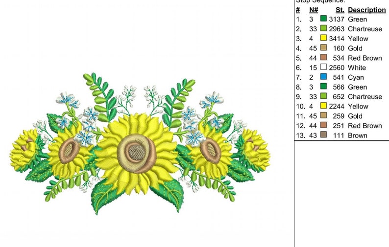 Sunflowers Embroidery Designs Machine Embroidery Pattern - Etsy