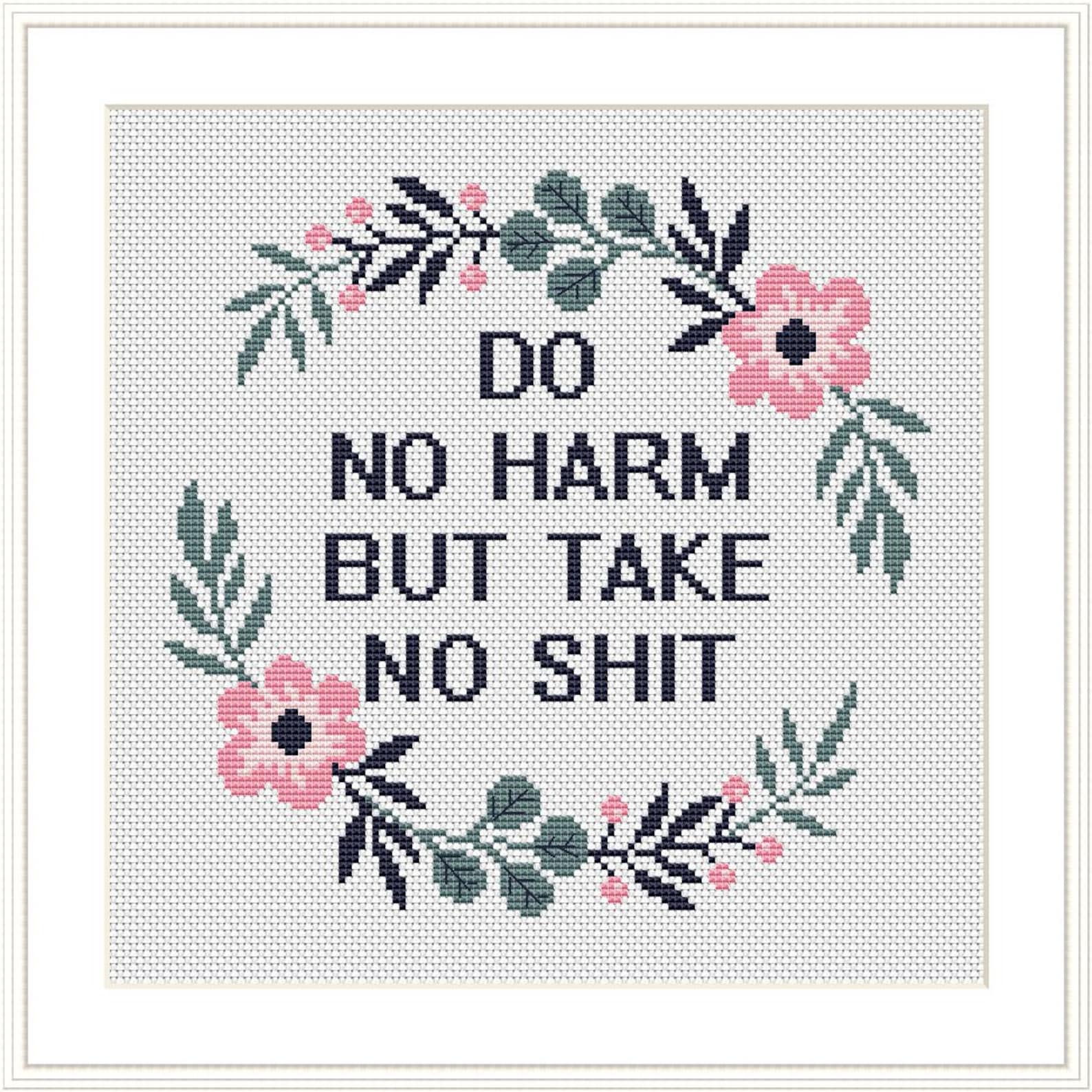 Do No Harm but Take No Shit Quote Cross Stitch PDF Pattern - Etsy