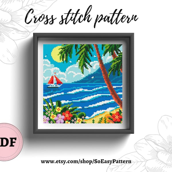 Beach Cross Stitch - Etsy