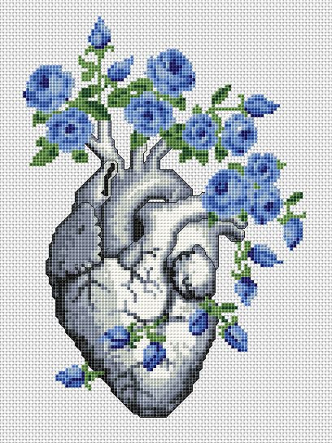 Cross Stitch Pattern PDF Anatomical Heart Counted Cross | Etsy