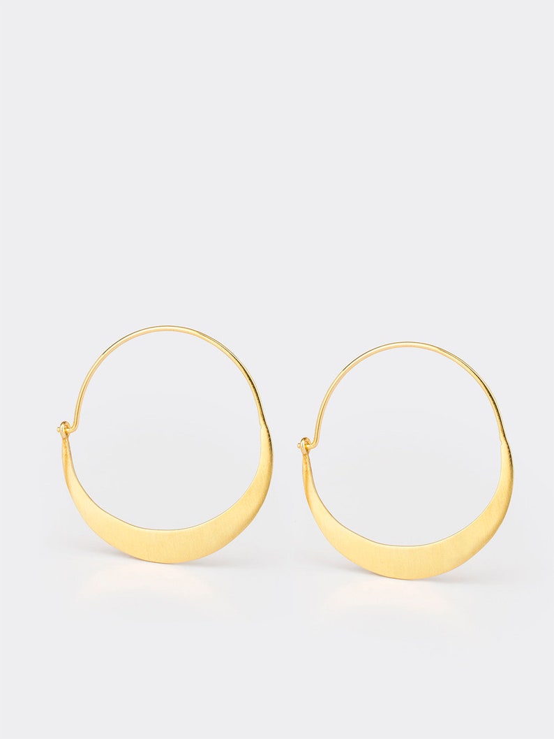 Moon Earrings, 18k Gold Plated Sterling Silver Matte Finish - Etsy