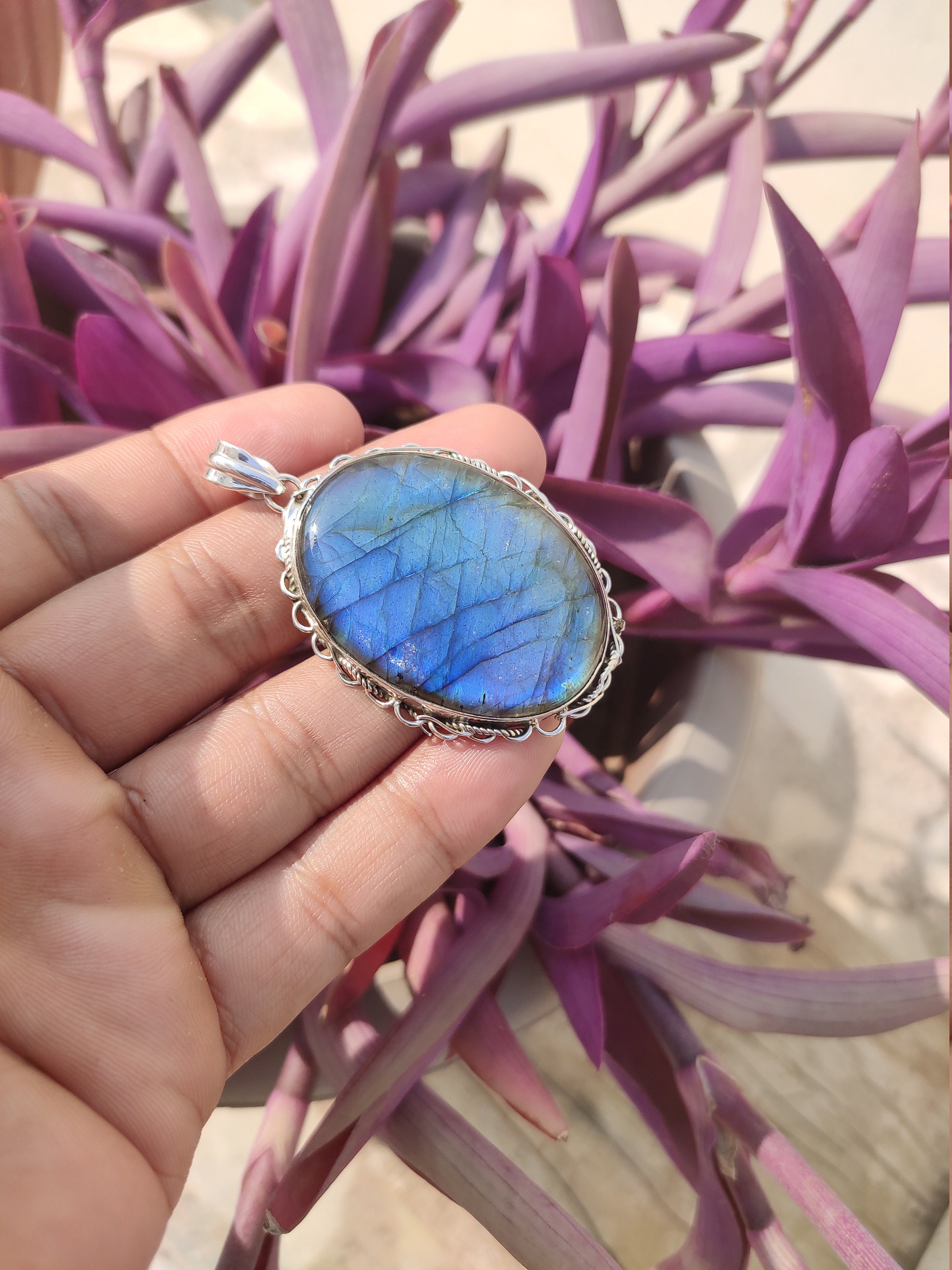 Labradorite Pendant Sterling Silver Pendant Statement Pendant | Etsy