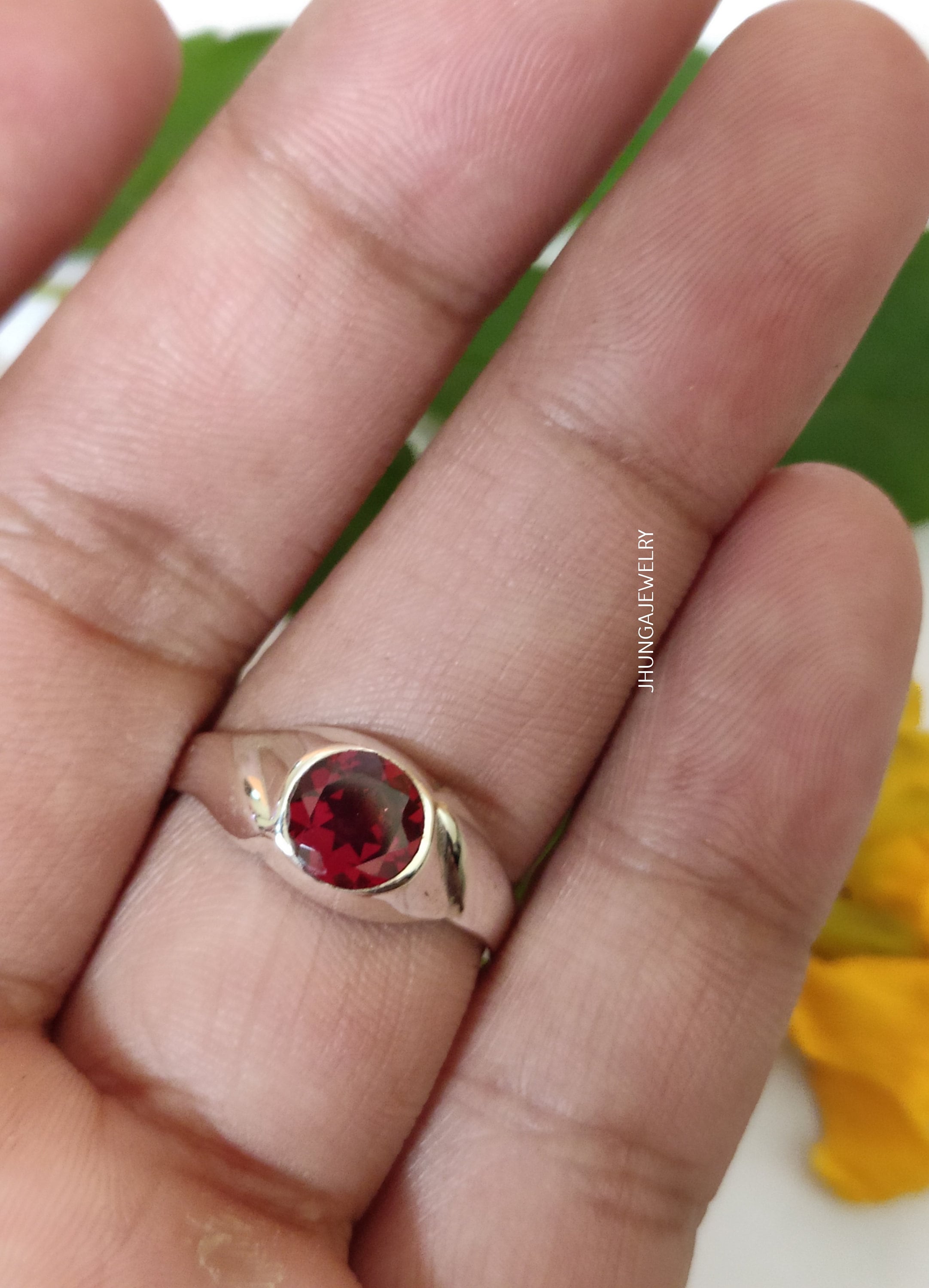 Garnet Ring Sterling Silver January Birthstone Statement Promise Ring ...