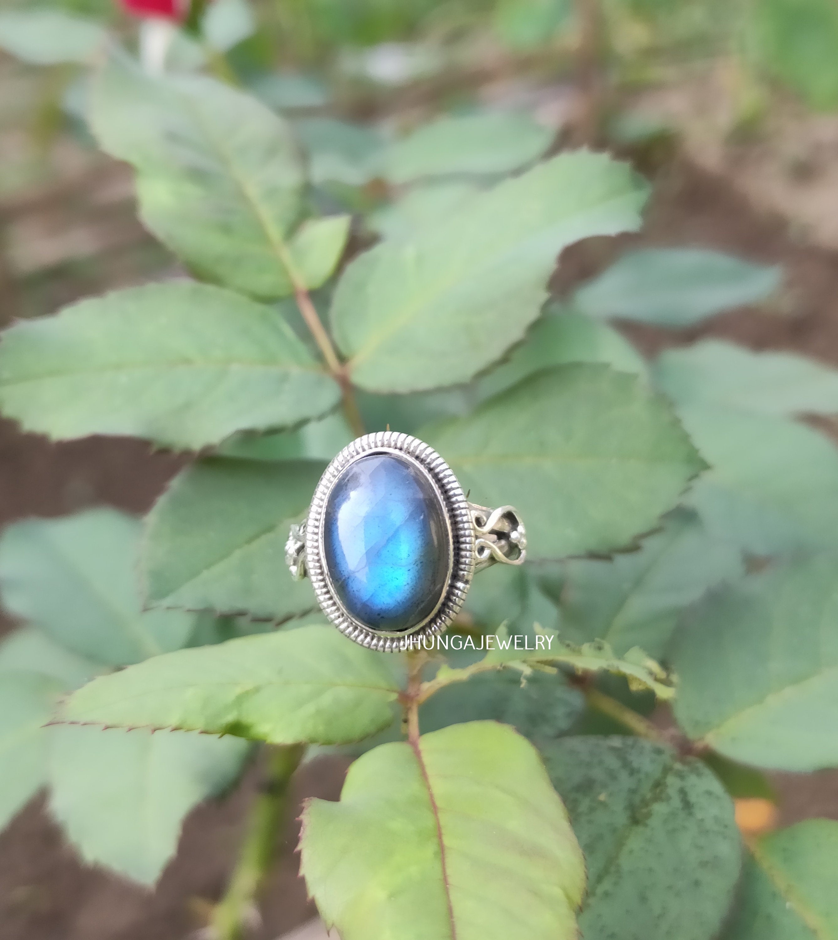 Labradorite Ring Sterling Silver Oval Stone Ring Wedding | Etsy India