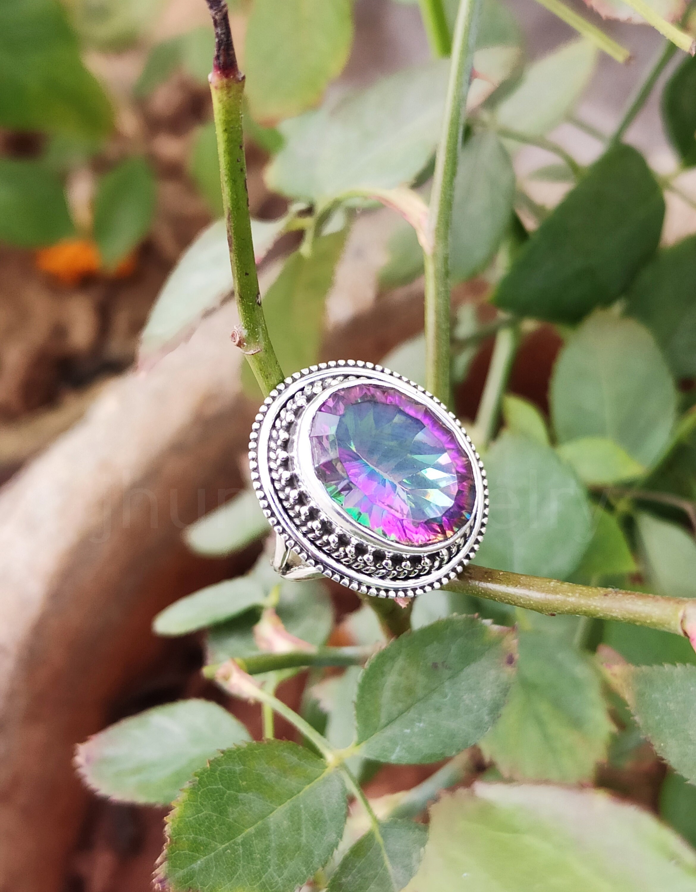 Mystic Topaz Ring Sterling Silver Ring Rainbow Topaz Promise | Etsy