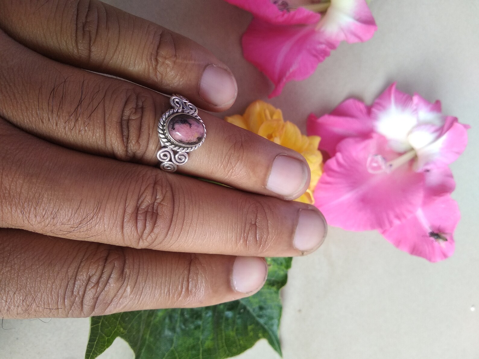 Rhodonite Ring, Sterling Silver Ring, Bohemian Ring, Statement Ring ...