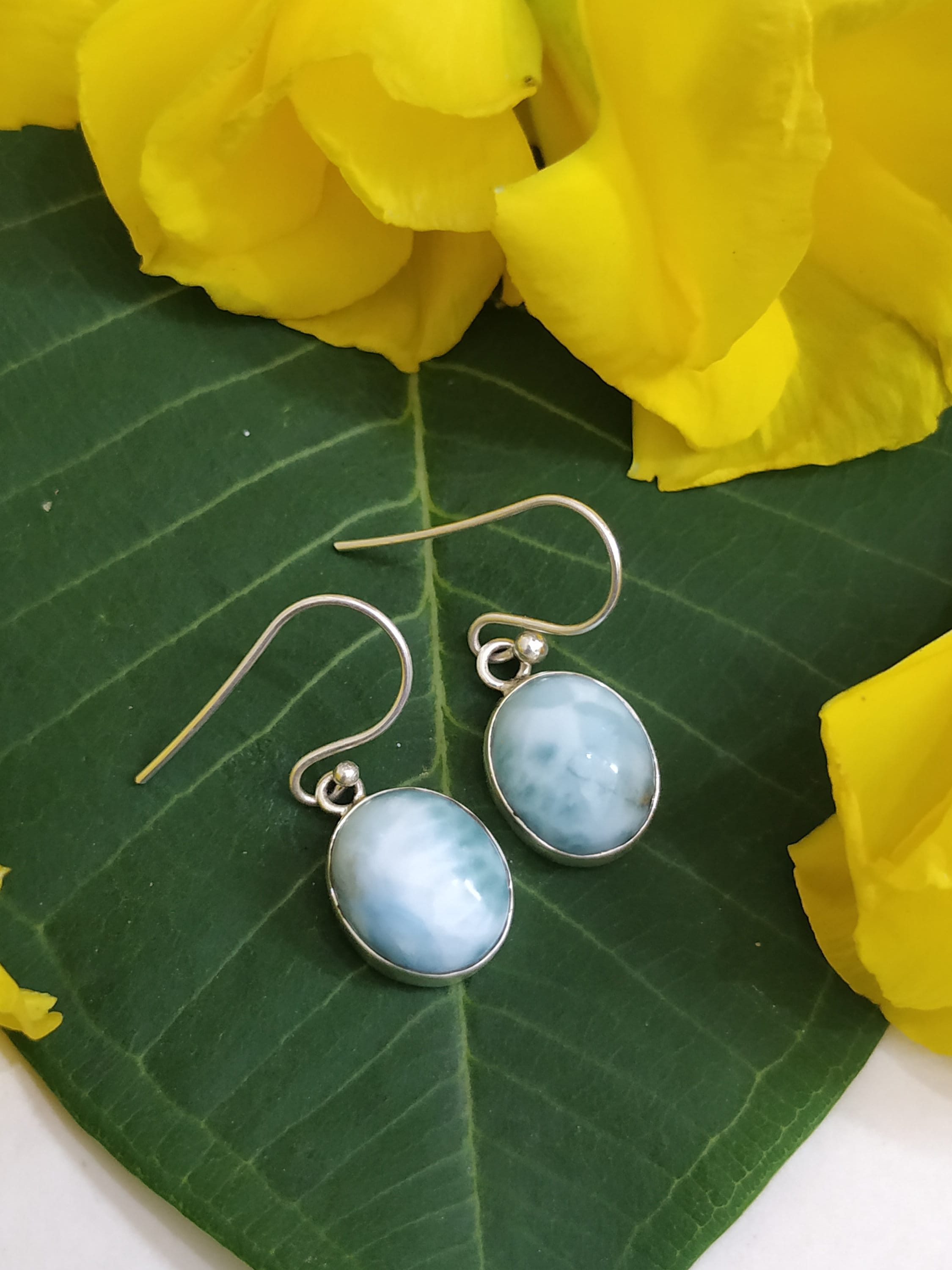 Larimar Earring Sterling Silver Dominican Larimar Atlantic | Etsy