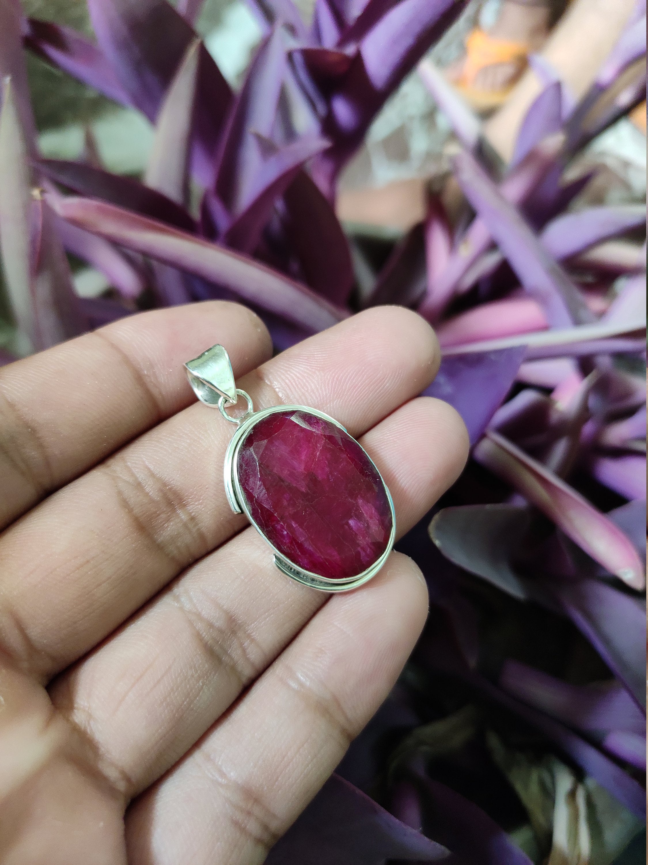 Buy Ruby Pendant Sterling Silver Pendant Statement Pendant July Online ...