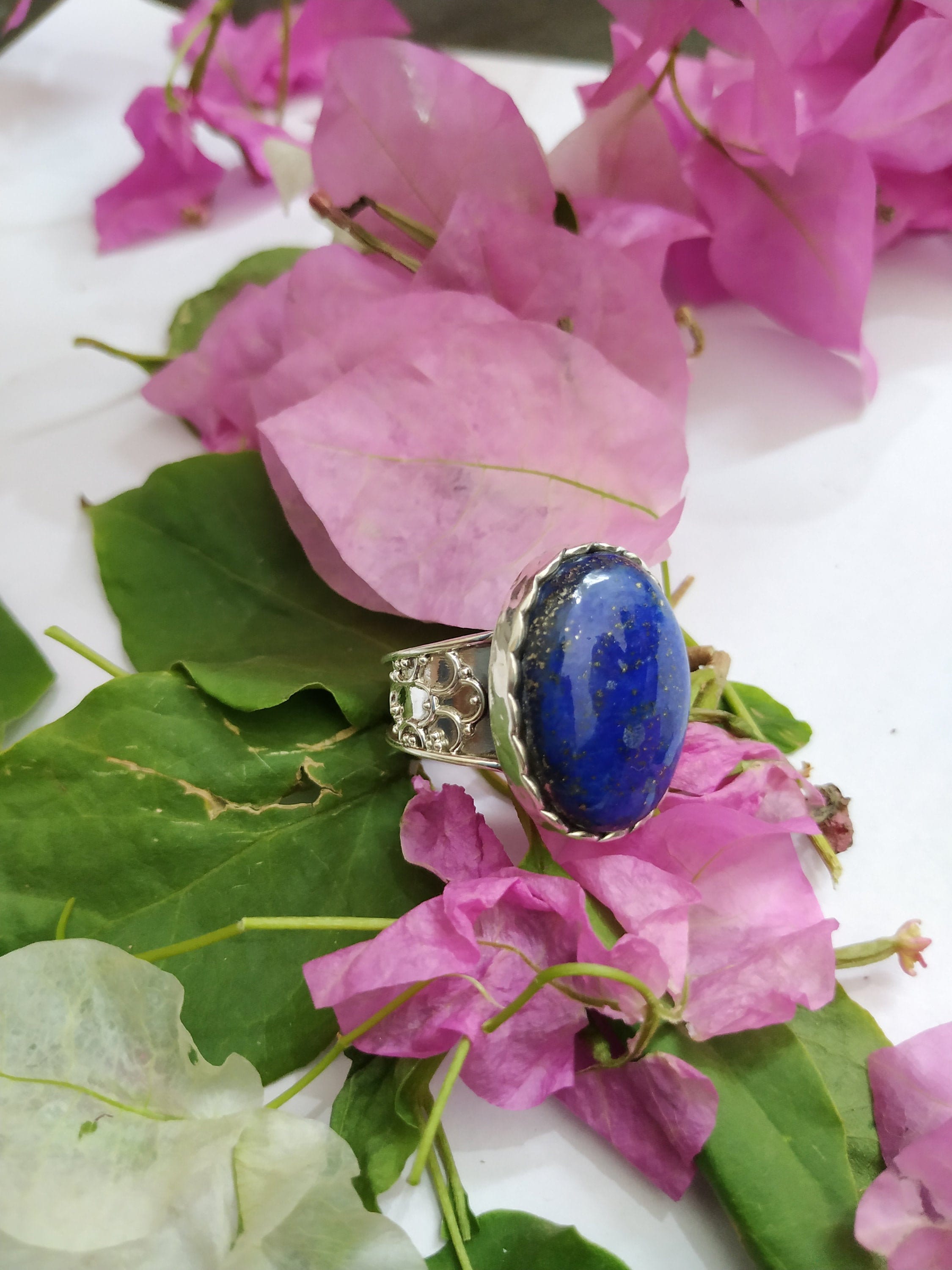 Lapis Lazuli Ring, Sterling Silver Ring, Statement Ring, Boho Ring ...