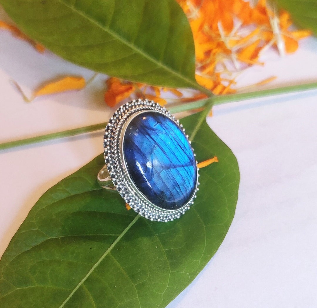 Buy Labradorite Ring, Sterling Silver Ring, Big Stone Ring, Cocktail ...