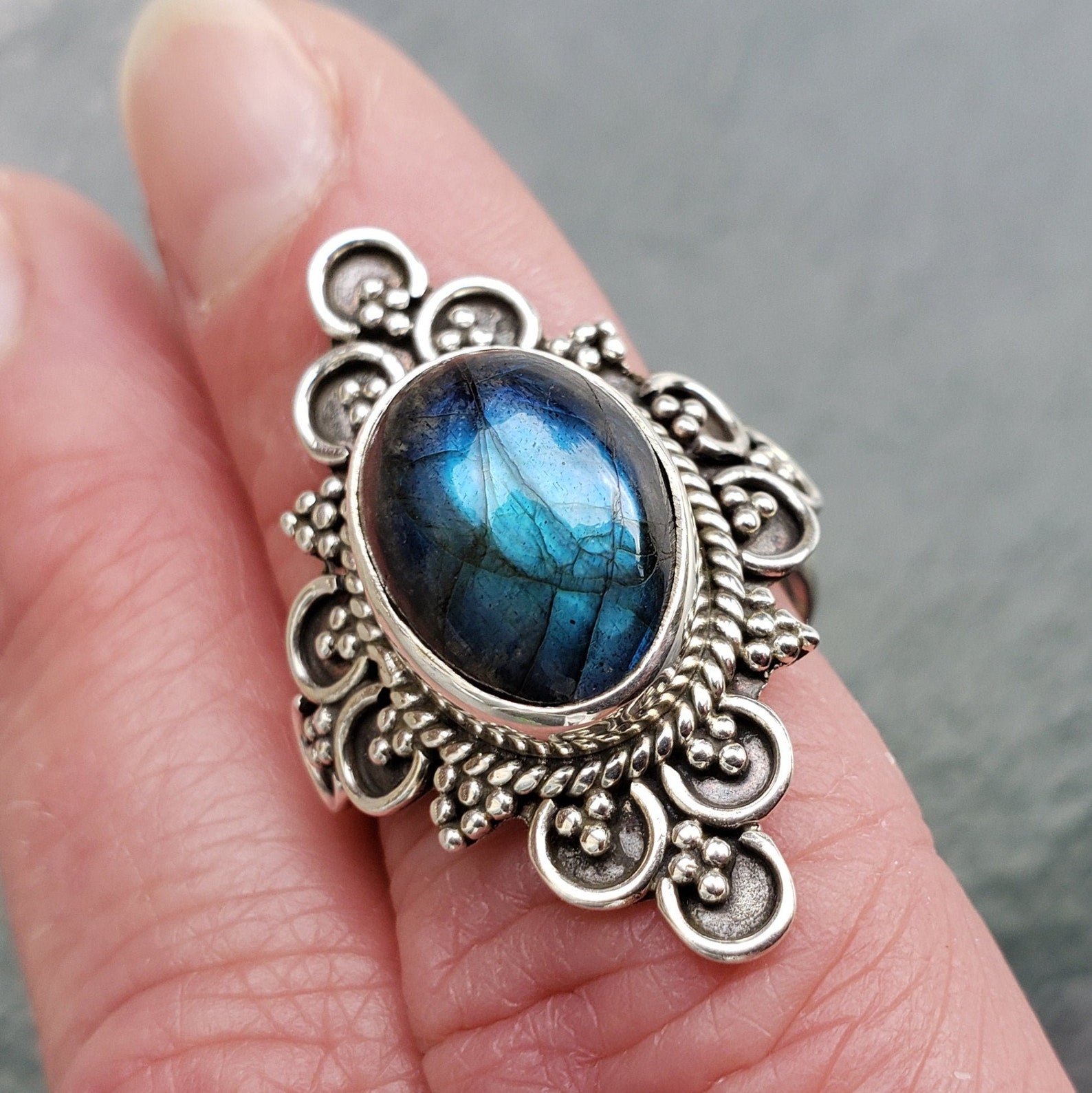 Labradorite Ring Sterling Silver Oval Stone Ring Wedding - Etsy India