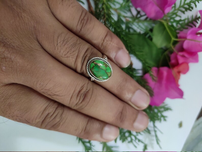 Buy Green Turquoise Ring 925 Silver Trending Ring Vintage Ring Online ...