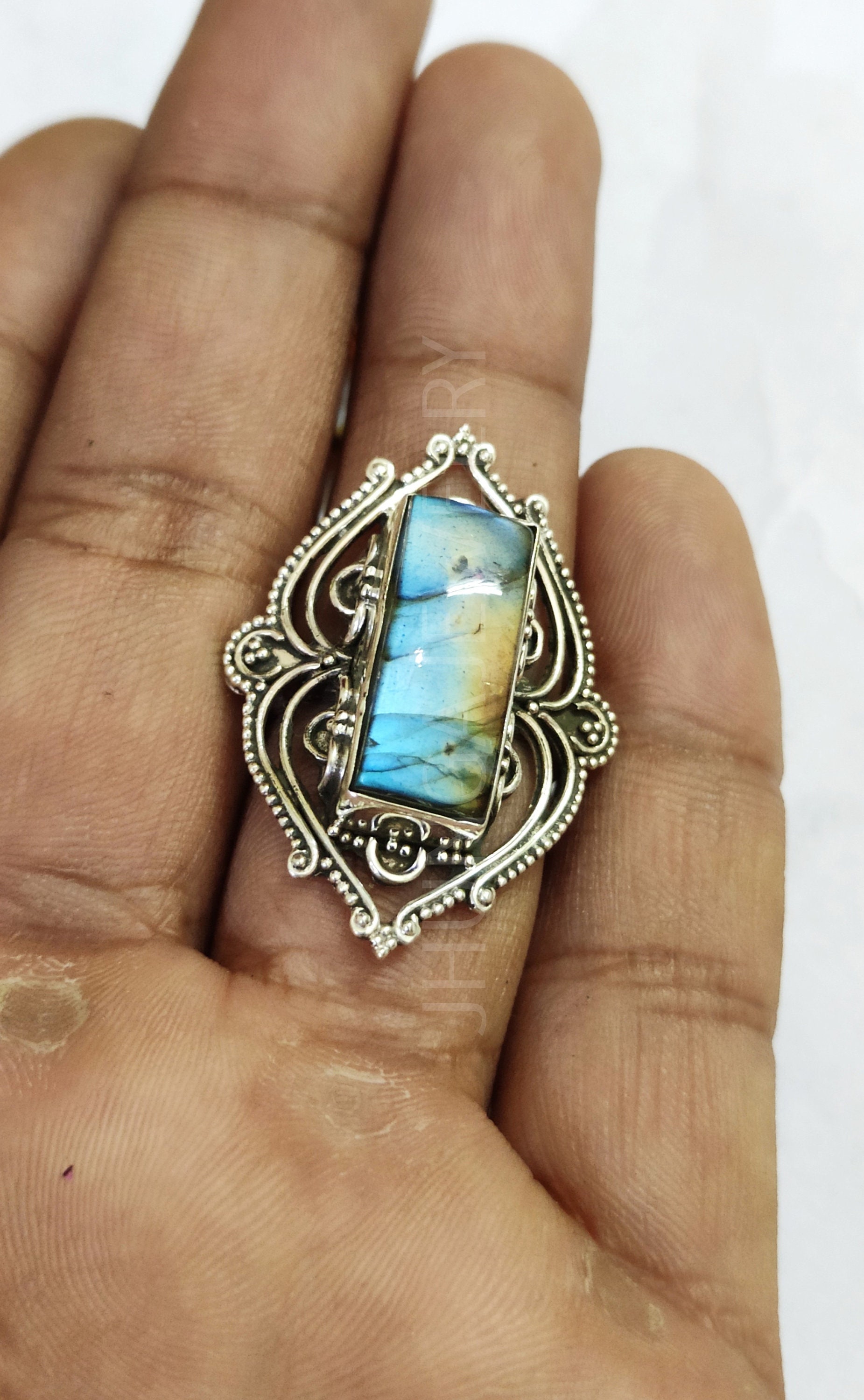 Labradorite Ring Handmade Silver Ring Multi Fire | Etsy