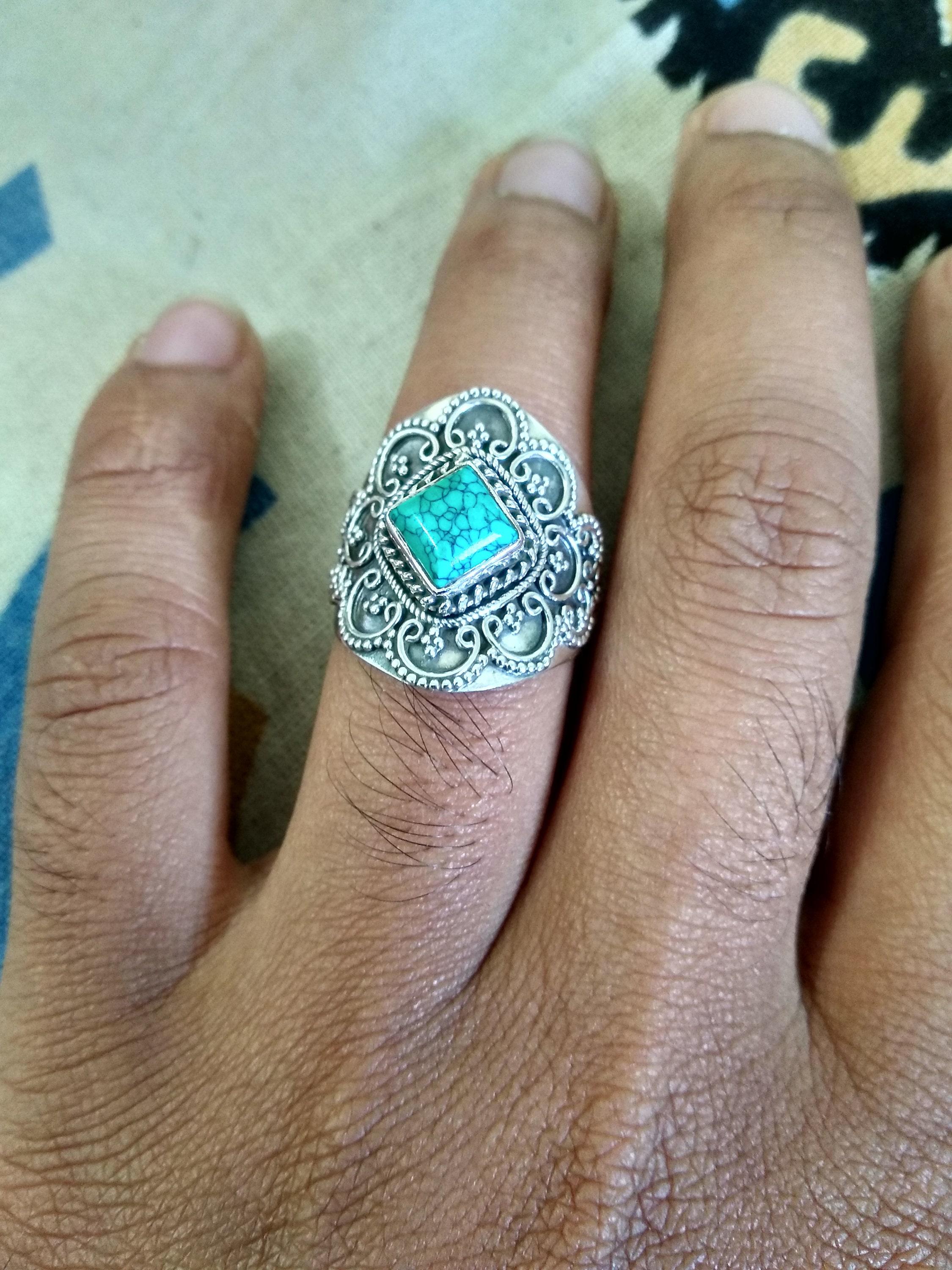 Turquoise Ring Sterling Silver Ring Antique Ring Artisan | Etsy