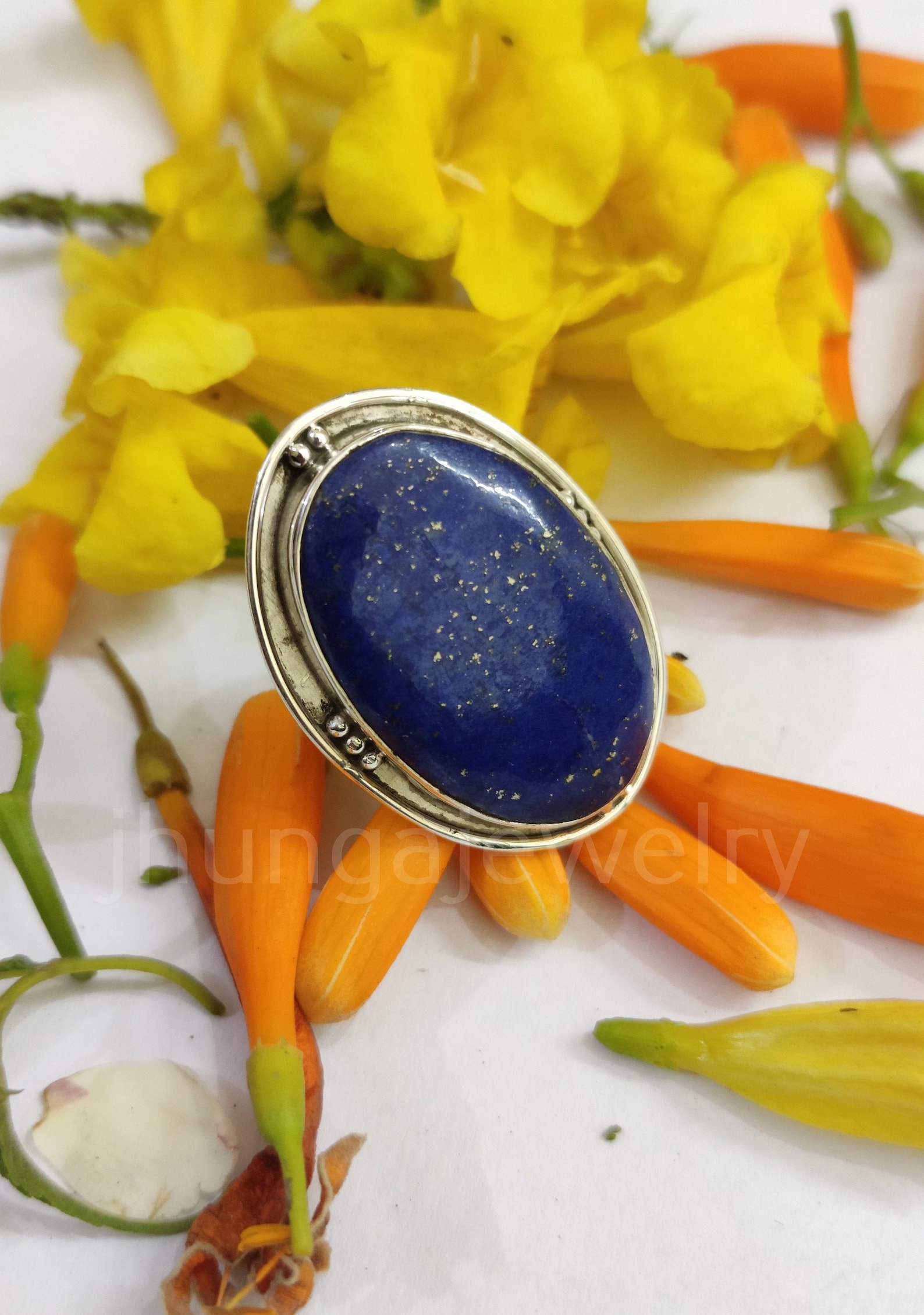 Lapis Lazuli Ring, Sterling Silver Ring, Statement Ring, Boho Ring ...