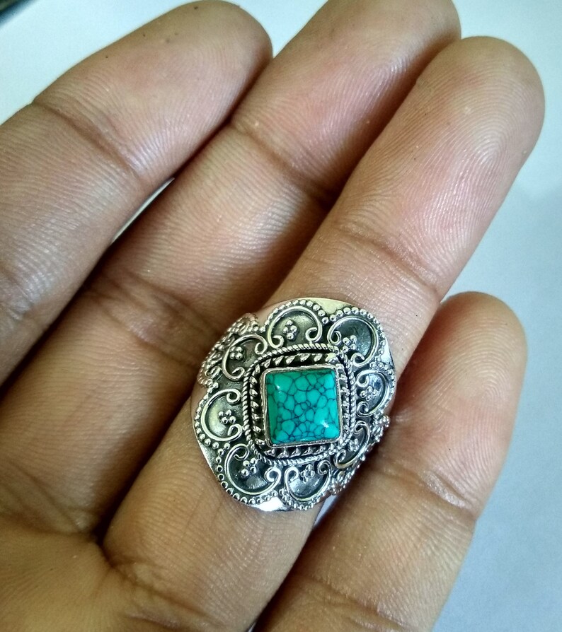Turquoise Ring Sterling Silver Ring Antique Ring Artisan | Etsy