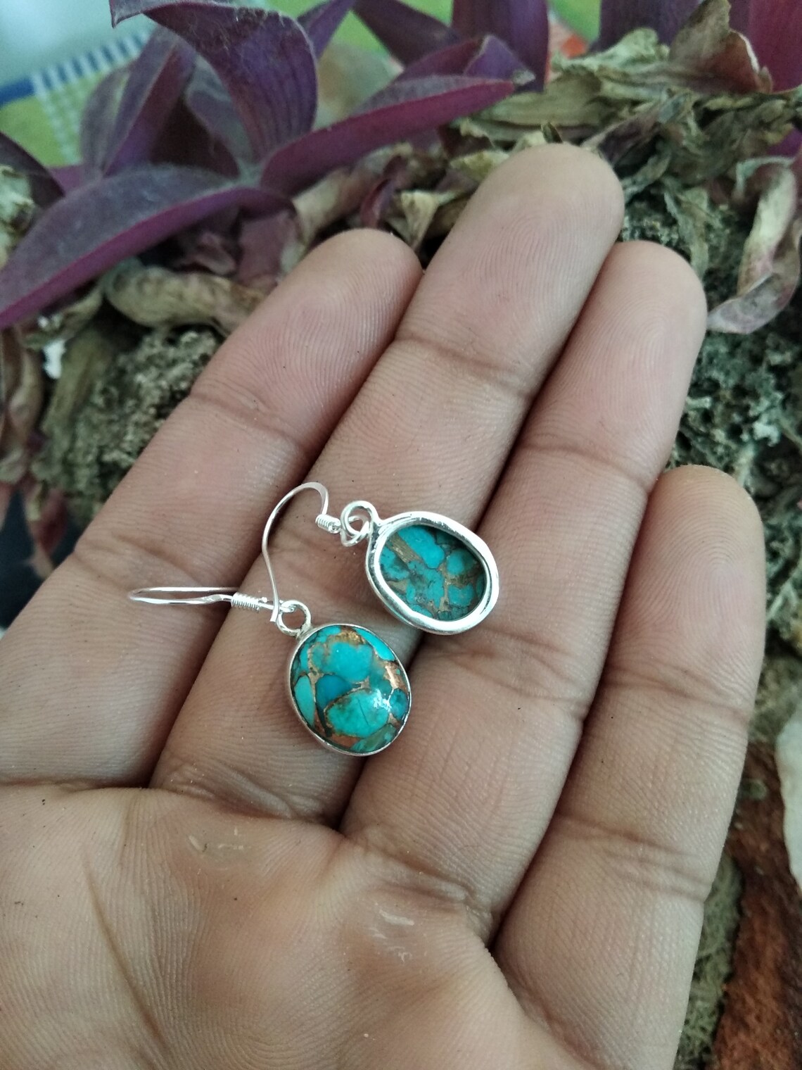 Blue Copper Turquoise Earring 925 Silver Earring December - Etsy India