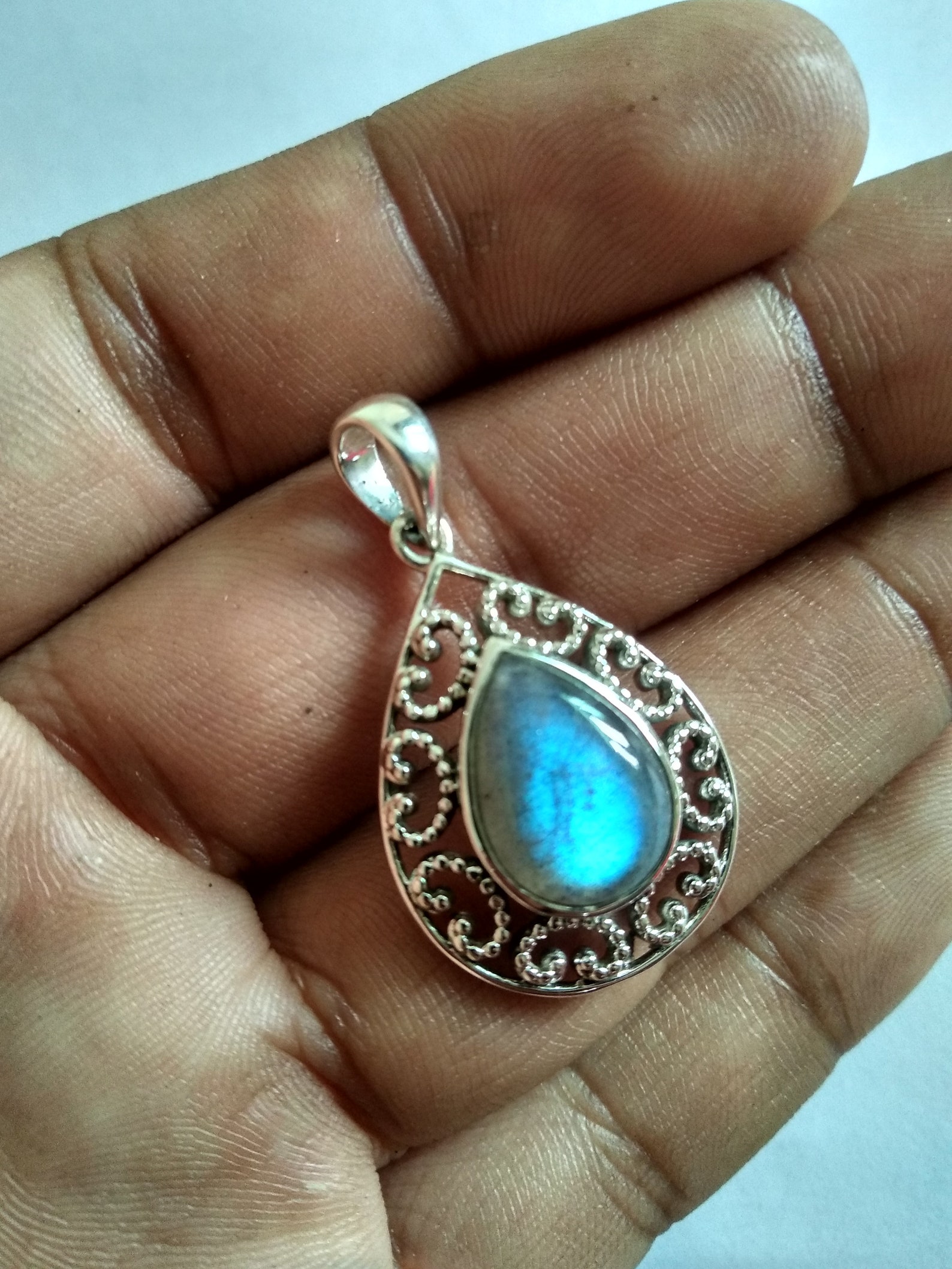 Labradorite Pendant Sterling Silver Statement Pendant Heart - Etsy