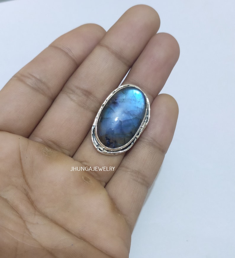 Blue Labradorite Ring 925 Silver Blue Flash Ring - Etsy