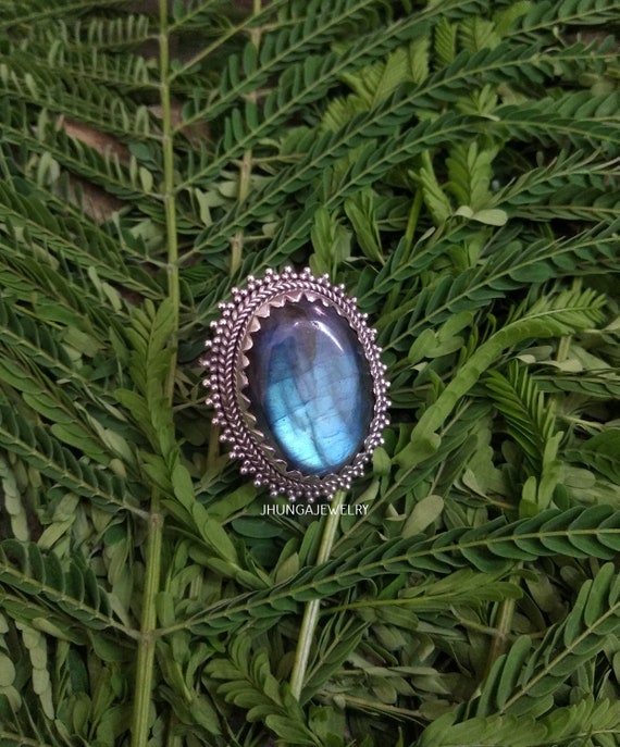 Blue Labradorite Ring 925 Silver Blue Flash Ring - Etsy India