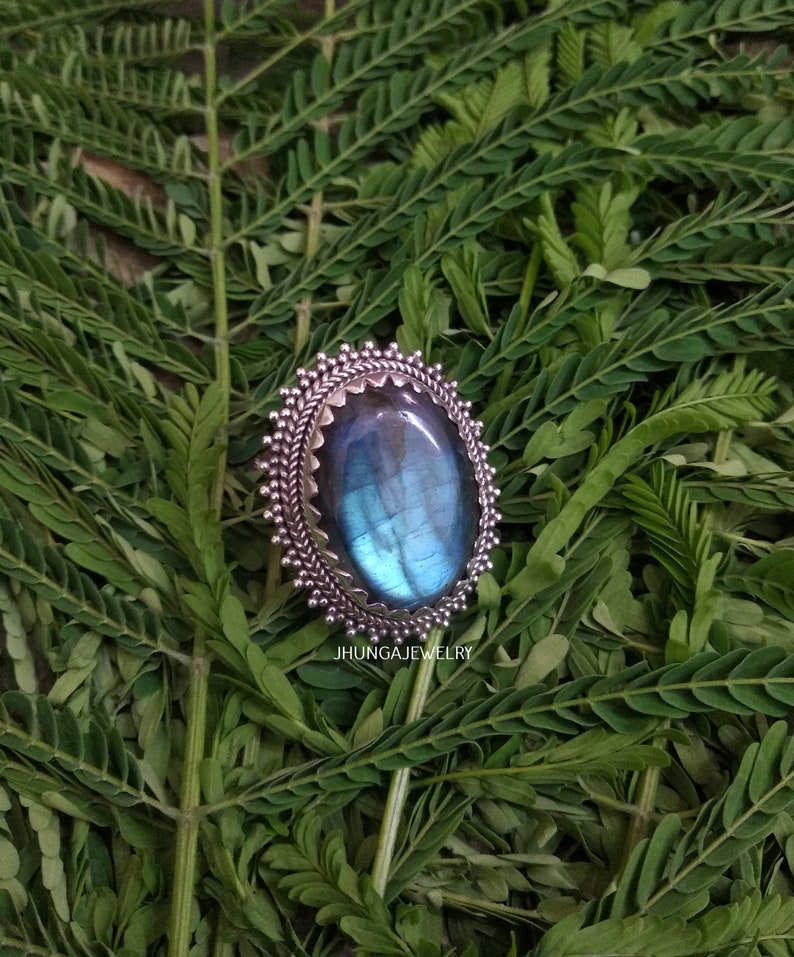 Blue Labradorite Ring 925 Silver Blue Flash Ring - Etsy India